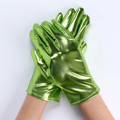 Карнавальнеый аксессуар- перчатки , цвет зеленый металлик, искусственная кожа, "Страна Карнавалия"