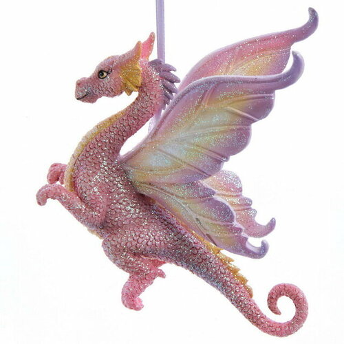 Kurts Adler Елочная игрушка Fantasy Dragon 10 см розовый, подвеска E0376