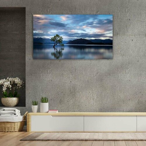 Картина на холсте 60x110 LinxOne "Дерево отражение озеро" интерьерная для дома / на стену / на кухню / с подрамником