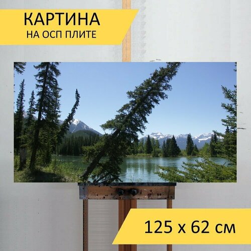 Картина на ОСП 125х62 см. "Канада, банф, национальный парк" горизонтальная, для интерьера, с креплениями