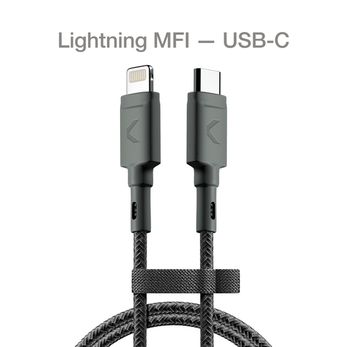 Кабель COMMO Range Cable USB-С - Lightning MFI, 1.2 м, Graphite