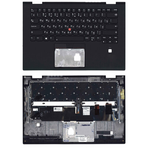 Клавиатура для Lenovo 01LX926 черная с черным топкейсом и подсветкой