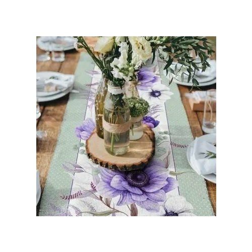 Салфетка-дорожка на стол (раннер) хлопковая "Виолет" рогожка 50*150 см