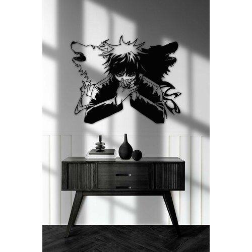 Декоративное металлическое панно, Аниме Дзюцу Сикигами Собачье Искусство (черный цвет)