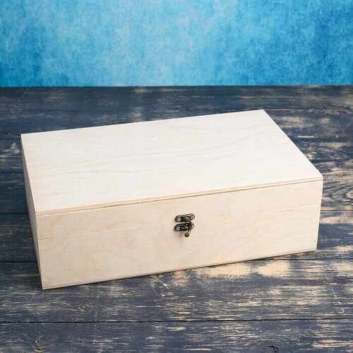 Подарочный ящик 34x21.5x10.5 см деревянный, с закрывающейся крышкой, без покраски
