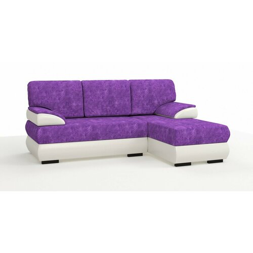 Угловой диван Фиджи велюр фиолетовый + экокожа белый (пружинный блок "боннель")