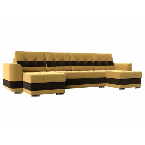 П-образный диван Честер, Микровельвет желтый и коричневый