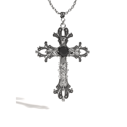 Колье Caroline Jewelry, кристалл, длина 50 см, серебряный, черный
