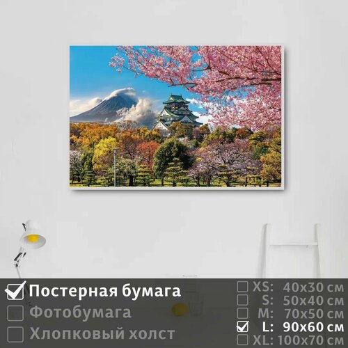 Постер на стену Розовая Японская Сакура 90х60 см ПолиЦентр