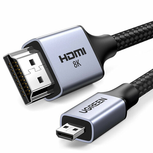 Кабель Ugreen HD164 microHDMI - HDMI 8K ( 2 метра) чёрный / серый (15517)