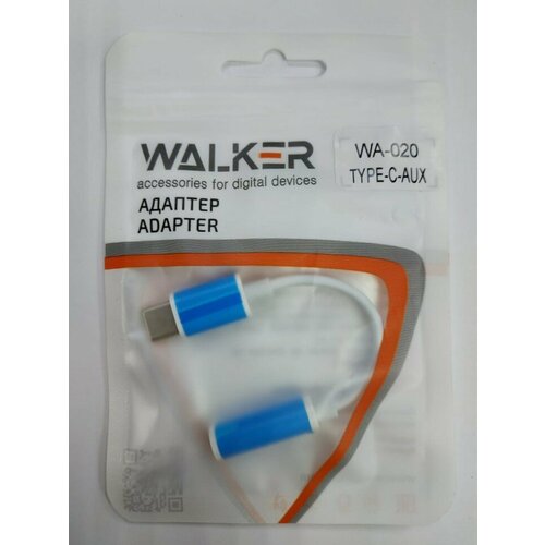 Кабель-переходник Walker WA-020 Type-C (папа) на AUX 3.5мм (мама) бело-голубой