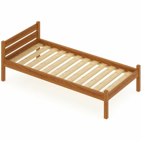 Кровать односпальная Классика из массива сосны с реечным основанием, 190х90 см (габариты 200х100), цвет ольхи