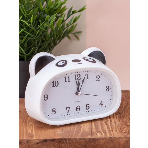 Часы настольные с будильником Cute panda white
