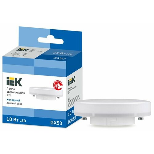 Лампочка Светодиодная IEK Таблетка 10Вт 230В GX53 900Лм 6500К LLE-T80-10-230-65-GX53, упаковка 10шт.