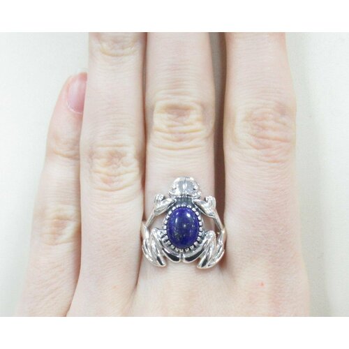 Перстень UVI Ювелирочка Серебряное кольцо с Лазуритом, серебро, 925 проба, оксидирование, лазурит, синий, серебряный