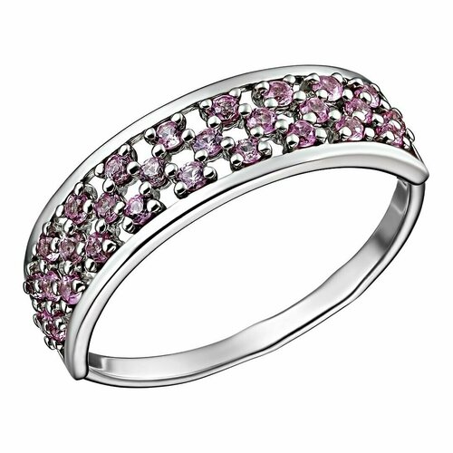 Перстень UVI Ювелирочка, серебро, 925 проба, родирование, размер 17.5, серебряный, фиолетовый