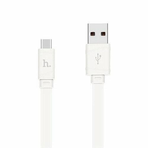 Кабель USB A --> Type-C (M) 1.0м (USB 2.0) hoco X5, белый, плоский, силиконовая оплётка