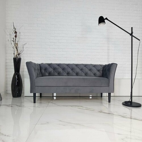 Прямой диван "Барон", серый, 154х57х70 см