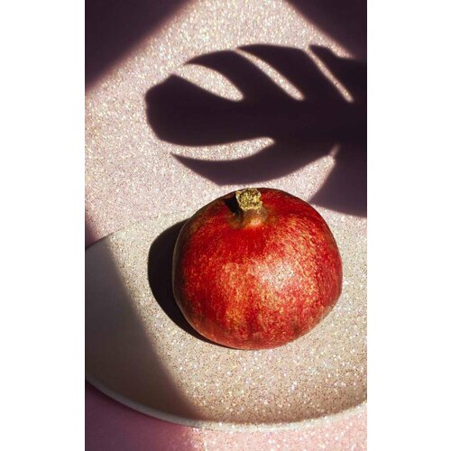 Картина на холсте 60x110 LinxOne "Гранат, фрукт, тарелка, тень" интерьерная для дома / на стену / на кухню / с подрамником