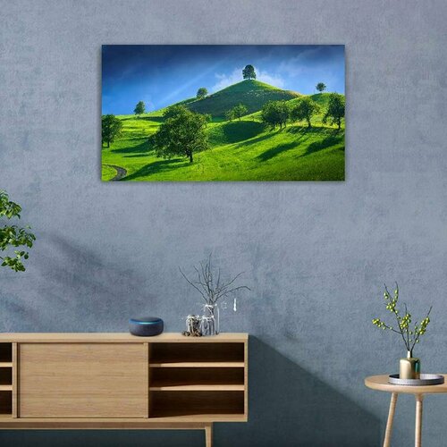 Картина на холсте 60x110 LinxOne "Деревья холмы Швейцария Canton" интерьерная для дома / на стену / на кухню / с подрамником