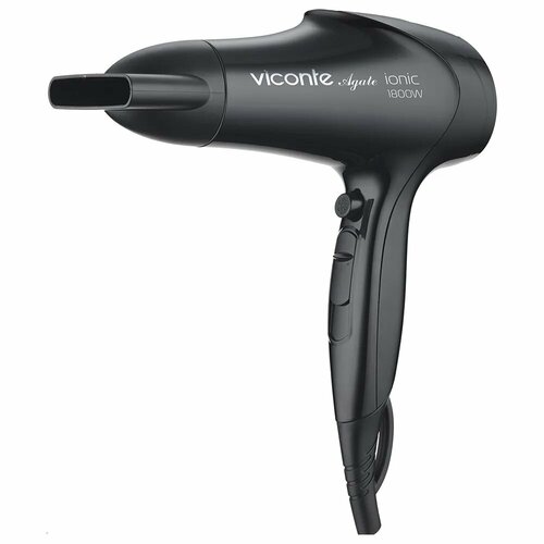 Фен для волос Viconte 2400 Вт для сушки и укладки с насадками (диффузор и концентратор) черный
