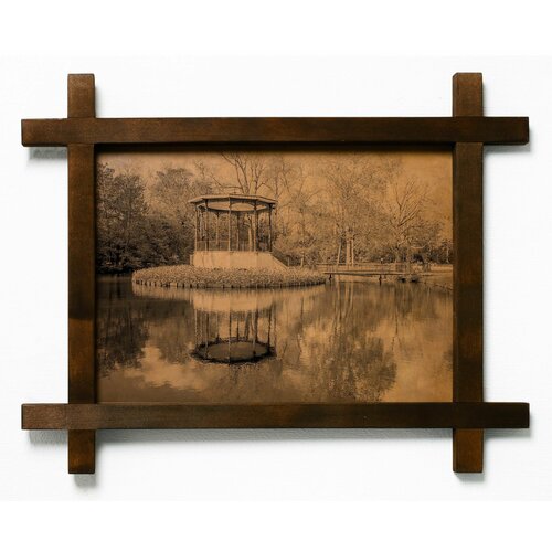 Картина Парк Вондела, гравировка на натуральной коже, интерьерная для украшения и декора на стену в деревянной раме, подарок, BoomGift