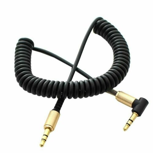 Акустический кабель AUX Jack 3,5 мм / Угловой / Витой кабель пружинный