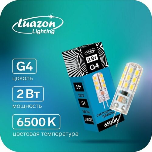 Лампа светодиодная Luazon Lighting, G4, 2 Вт, 220 В, 6500 K, 160 Лм (комплект из 16 шт)