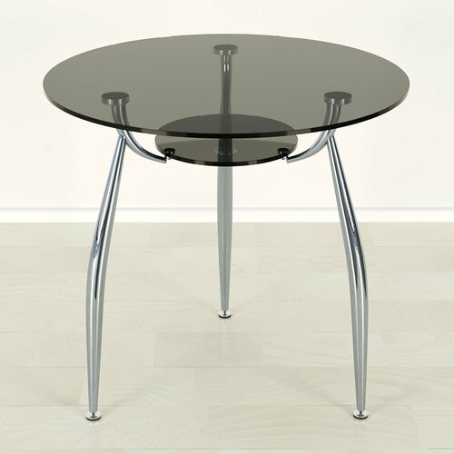 Стеклянный обеденный стол Вокал 18-3 серый/хром D90