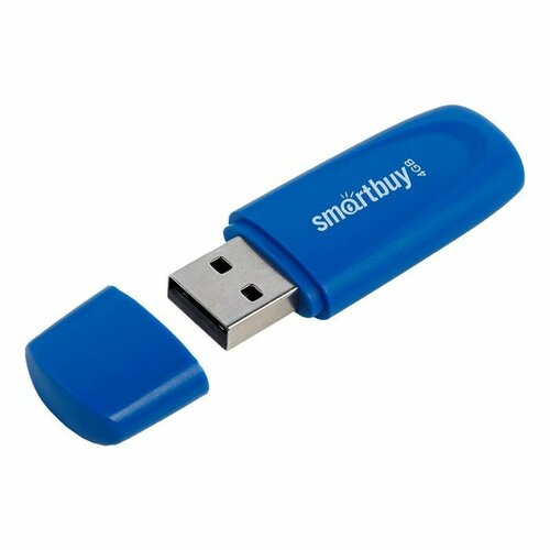 Флешка Smartbuy 4GB2SCB, 4 Гб, USB2.0, чт до 15 Мб/с, зап до 12 Мб/с, синяя (комплект из 4 шт)