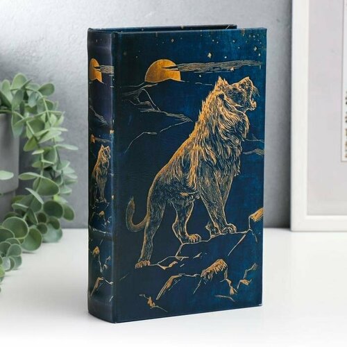 Сейф-книга дерево кожзам "Лев на скале" 21х13х5 см (комплект из 2 шт)