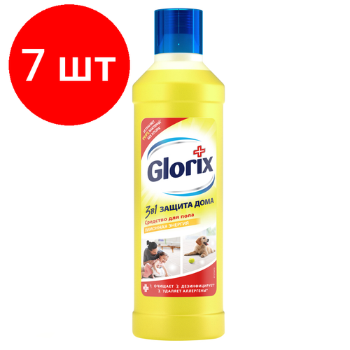 Комплект 7 шт, Средство для мытья полов Glorix "Лимонная энергия", 1л
