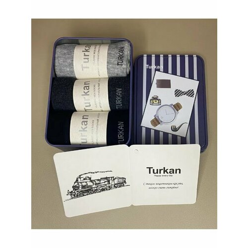 Носки Turkan, 3 пары, размер 41-46, синий, черный, серый