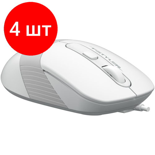 Комплект 4 штук, Мышь компьютерная A4Tech Fstyler (FM10 WHITE)белый/серый оптич 1600dpi/4but