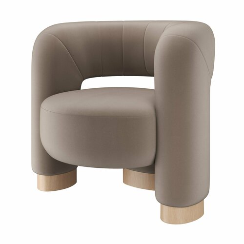 Кресло PECOLA мягкое для отдыха дома, в гостиную, детское, мягкая мебель для интерьера дома, детской комнаты, для уюта, детская мебель, натуральное дерево, велюр бежевый