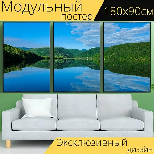 Модульный постер "Озеро, румыния, трансильвания" 180 x 90 см. для интерьера