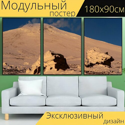 Модульный постер "Вулкан авачинский, камчатка, горы" 180 x 90 см. для интерьера