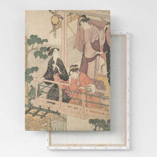 Картина на холсте, репродукция / Тории Киёнага - Три женщины в татами / Размер 40 x 53 см