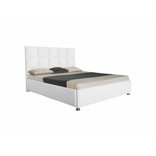 Двуспальная кровать Флорида Нью 160x200 с подъемным механизмом и с коробом для белья велюр белый ножки 5 см