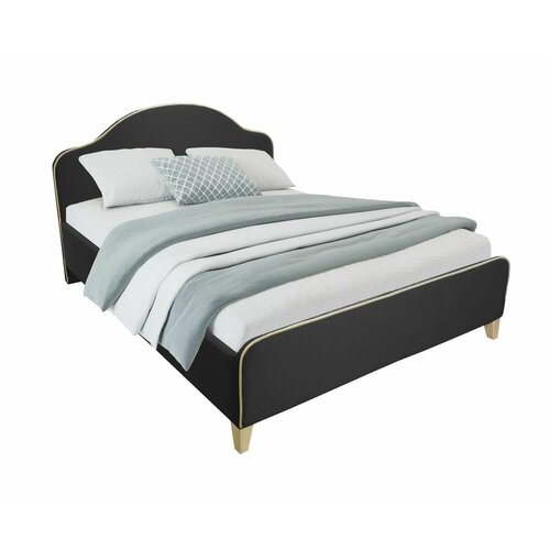 Односпальная кровать София 80x200 основание металлическое с ламелями велюр черный ножки 13 см хром