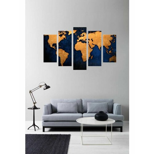 Модульная картина на стену интерьерная 140х80 см "Карта мира"
