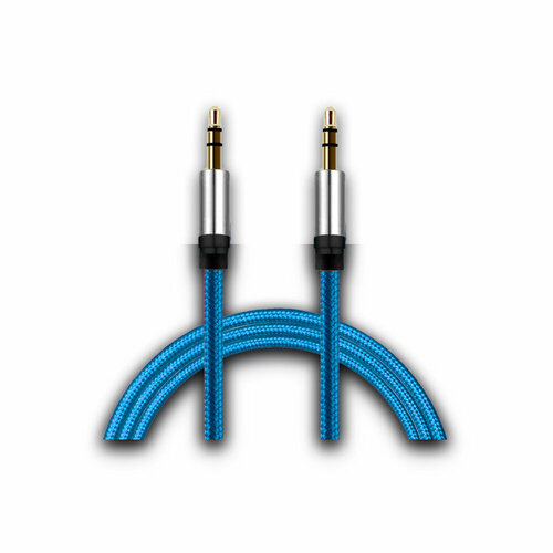 Кабель соединительный , 3.5 Jack (M) - 3.5 Jack (M) тканевая оплетка, синий, 1м.