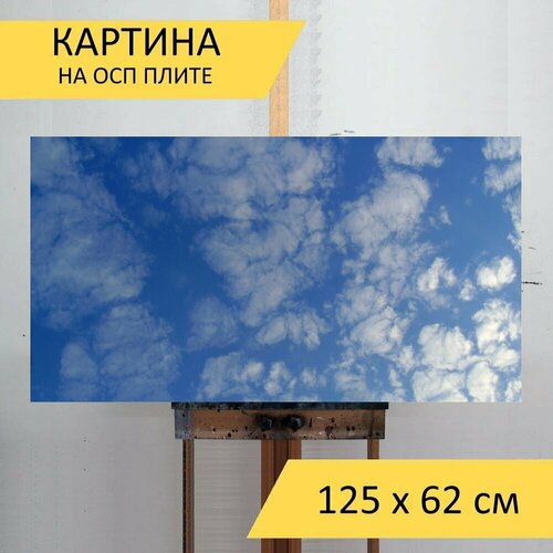 Картина на ОСП 125х62 см. "Природа, белый, небо" горизонтальная, для интерьера, с креплениями