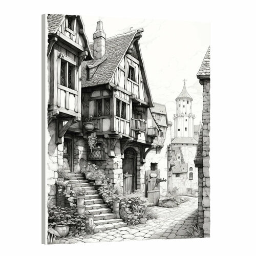 Интерьерная картина 50х70 "Деревня в стиле арт-нуво"