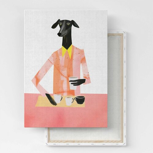 Картина на холсте, репродукция / Собака за завтраком / Размер 30 x 40 см