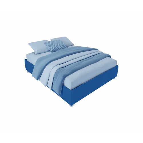 Двуспальная кровать Основание без изголовья 160x200 основание металлическое с ламелями велюр синий без ножек