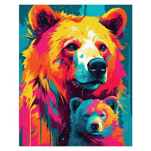 Картина готовая на холсте, 40x50, медведь, c подрамником