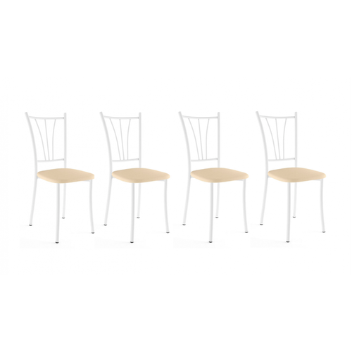 Комплект стульев "Моцарт-04" - Ваниль (экокожа) / Белый муар