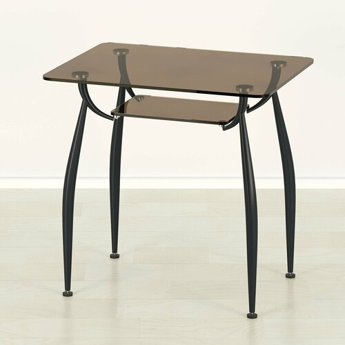 Стеклянный кухонный стол Вокал 10 бронза/черный (700х600 мм)