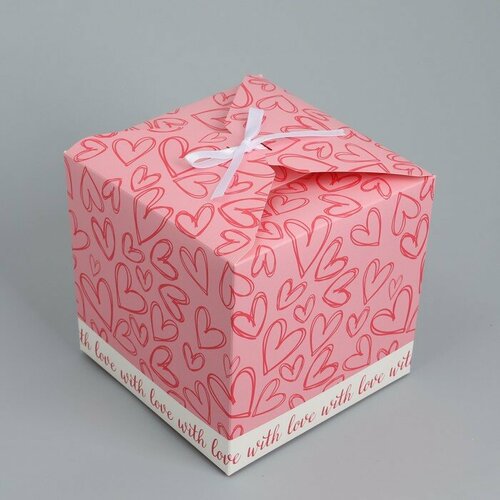 Коробка подарочная складная, упаковка, «Сердечки», 18 х 18 х 18 см (комплект из 15 шт)
